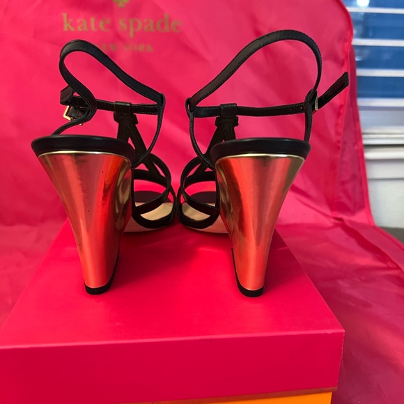 kate spade | Shoes | Kate Spade Italian Leather With Gold Heel Sandals ...